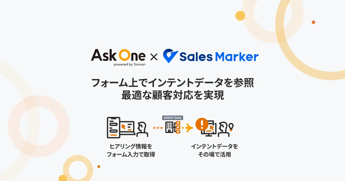 「Ask One」「Sales Marker」が連携 インテントデータ活用で顧客に合わせた対応を実現：MarkeZine（マーケジン）